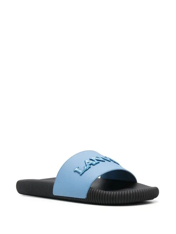 LANVIN Logo Patch Slip-on Sandals