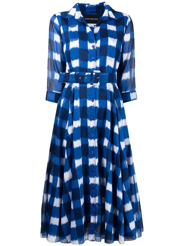 Samantha Sung Gingham-check Print Midi Dress