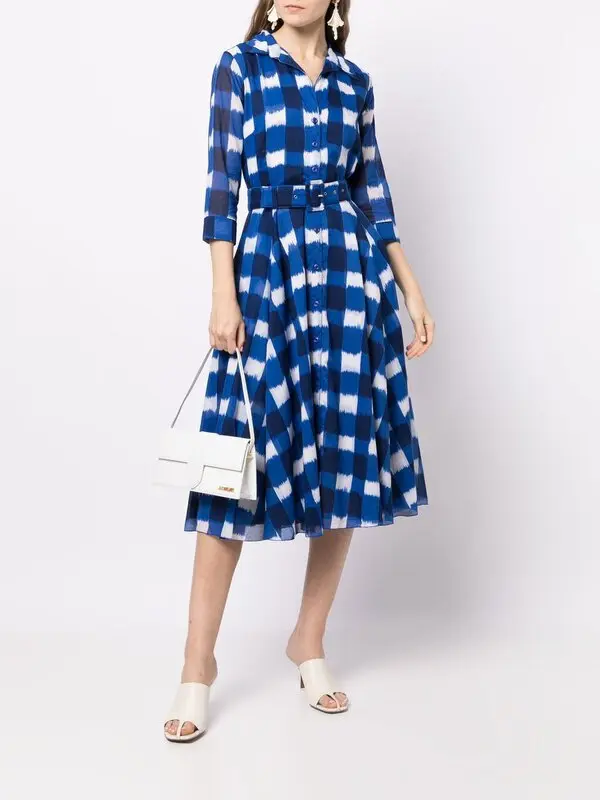 Samantha Sung Gingham-check Print Midi Dress
