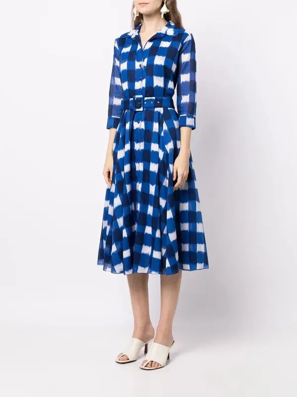 Samantha Sung Gingham-check Print Midi Dress