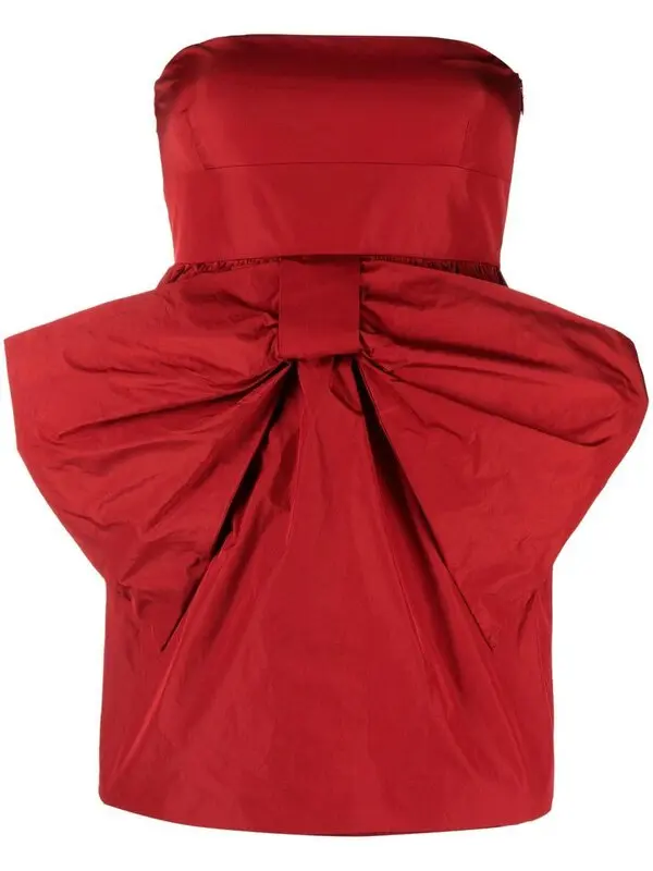 Red Valentino Bow-embellished Strapless Mini Dress - Red