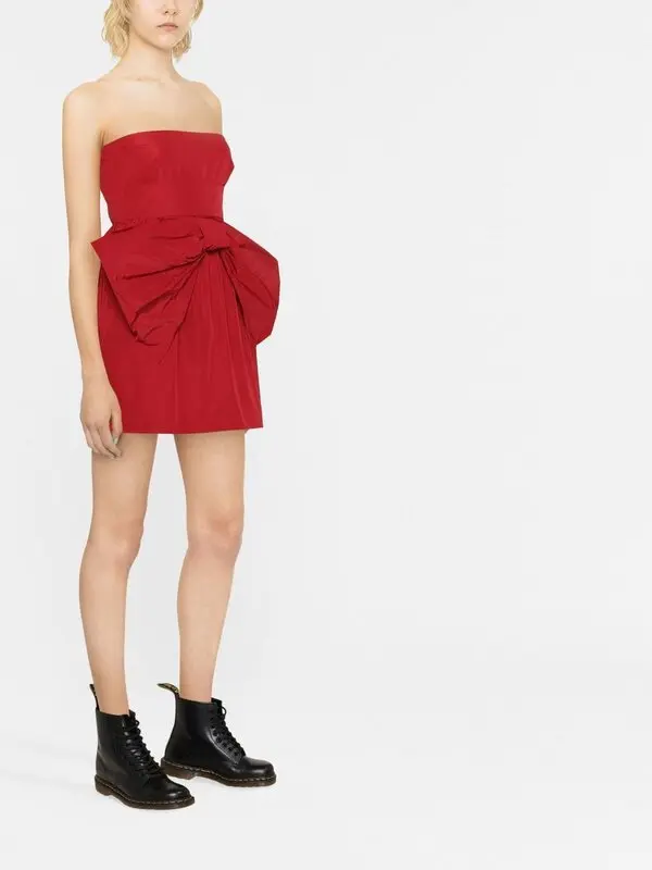 Red Valentino Bow-embellished Strapless Mini Dress