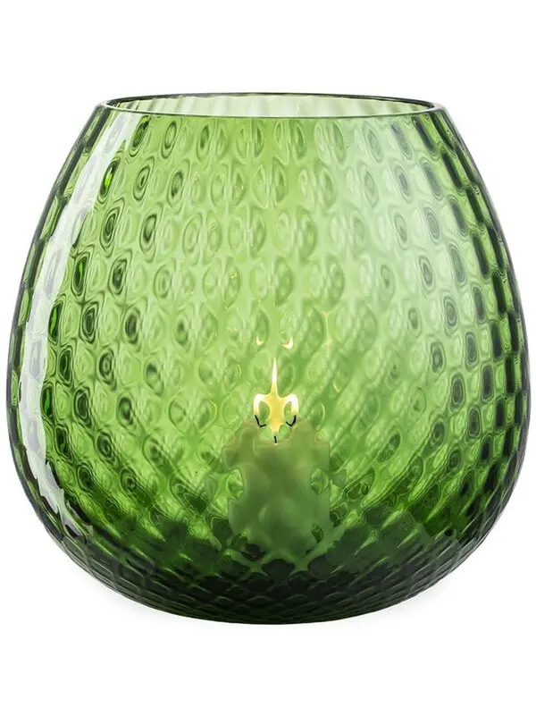NASONMORETTI Macramé Glass Candle Holder - Green