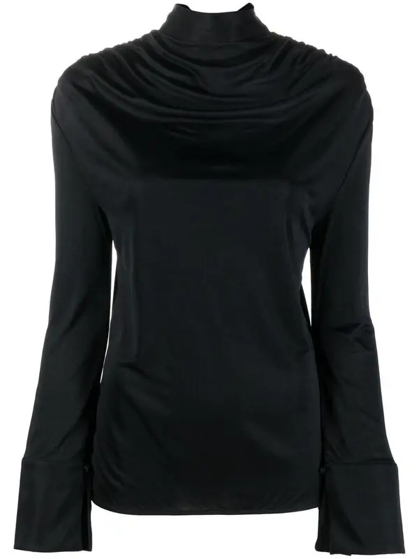 Viktor & Rolf Draped High Neck Long Sleeve Blouse