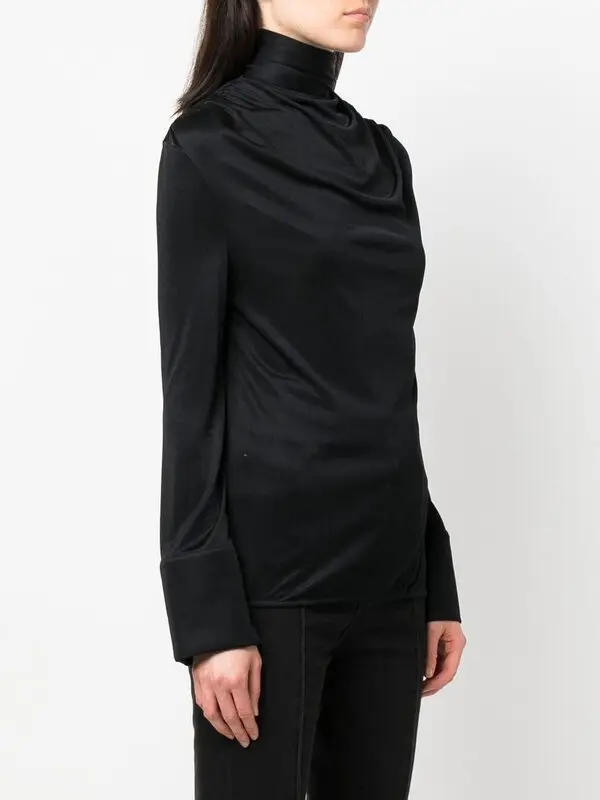 Viktor & Rolf Draped High Neck Long Sleeve Blouse
