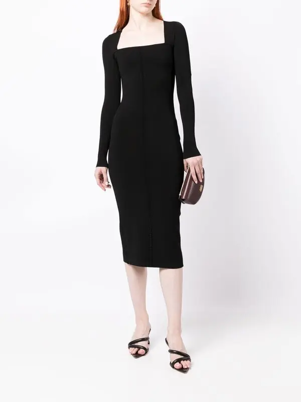 Victoria Beckham Fitted Square-neck Midi Dress