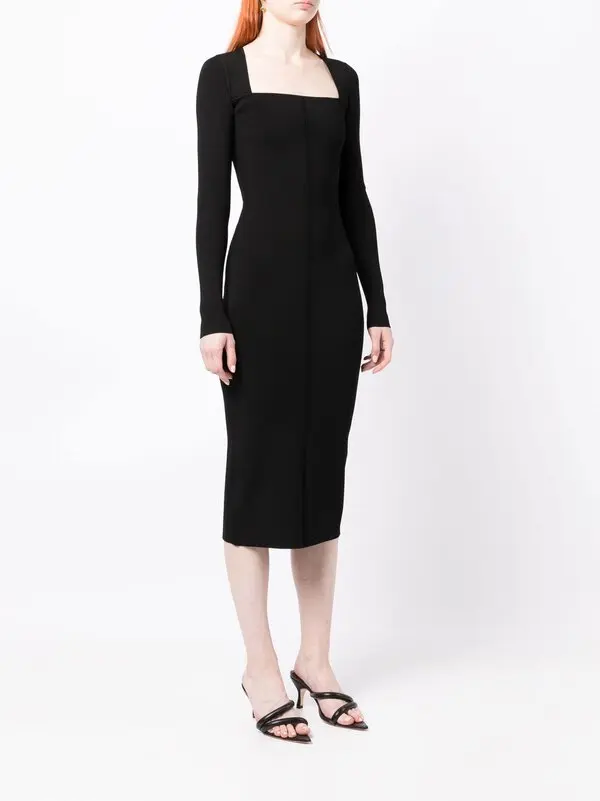 Victoria Beckham Fitted Square-neck Midi Dress