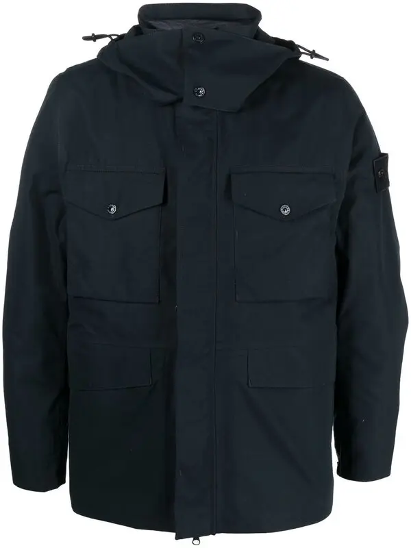 Stone Island Feather-down Hooded Jacket - Blue