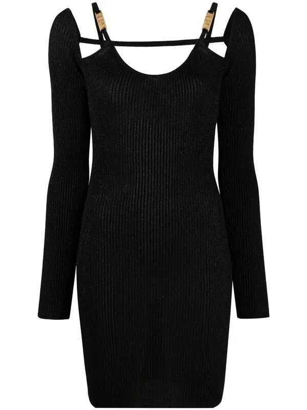 Gcds Cold-shoulder Knitted Dress - Black