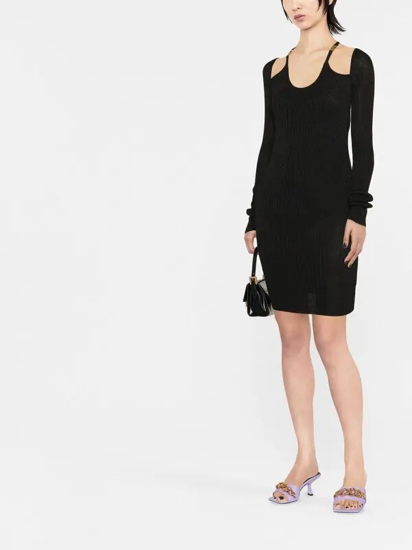 Gcds Cold-shoulder Knitted Dress - Black