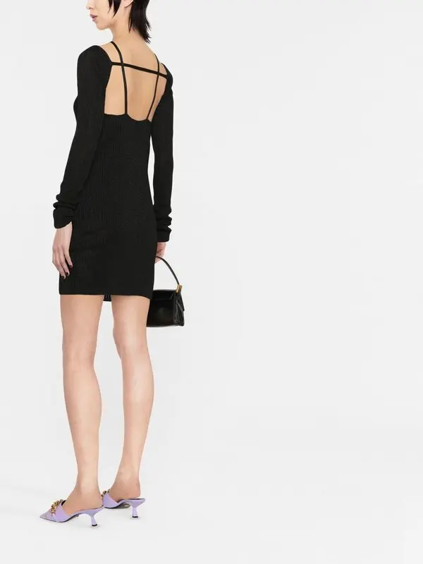 Gcds Cold-shoulder Knitted Dress - Black