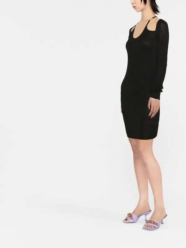 Gcds Cold-shoulder Knitted Dress - Black