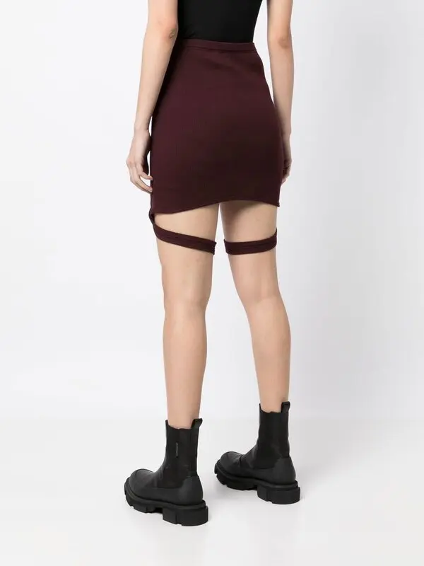 DION LEE Double Lock Mini Skirt - Red