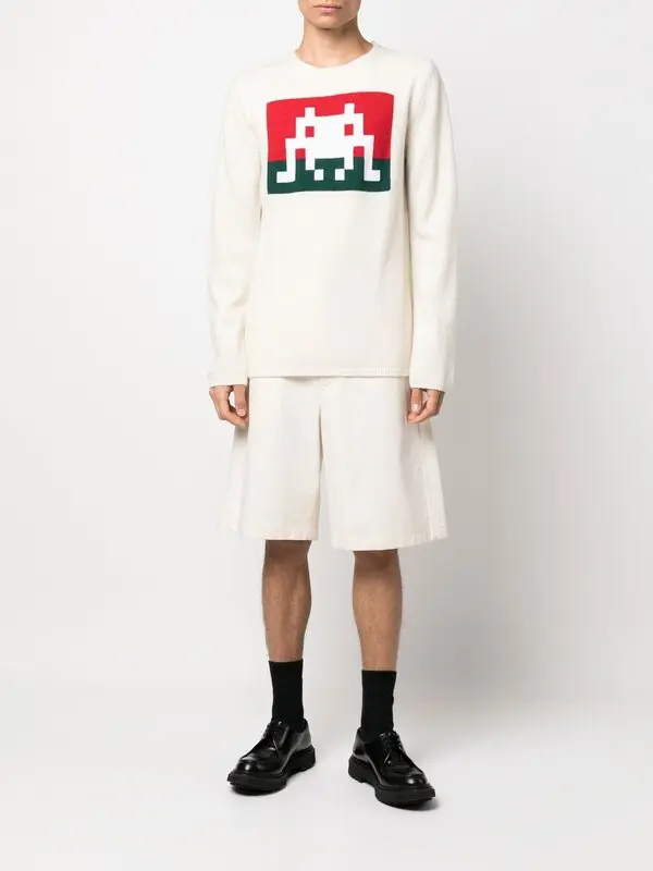 Comme Des Garçons Graphic-print Jumper - White