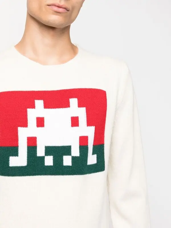 Comme Des Garçons Graphic-print Jumper - White