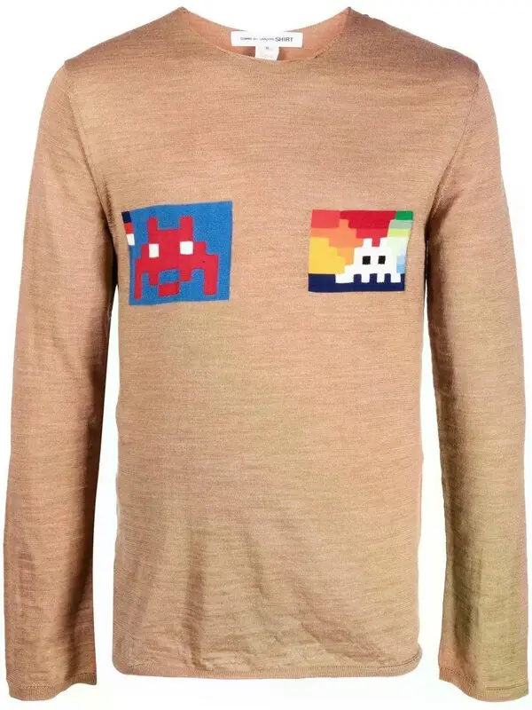 Comme Des Garçons Graphic-print Jumper - Neutrals