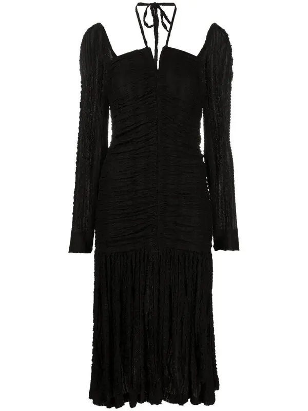 GANNI Halterneck Ruched Midi Dress