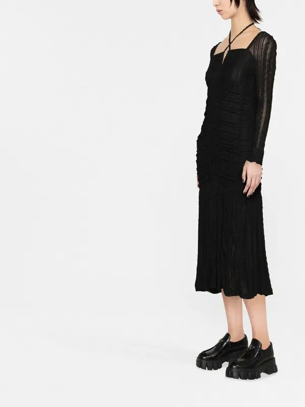GANNI Halterneck Ruched Midi Dress