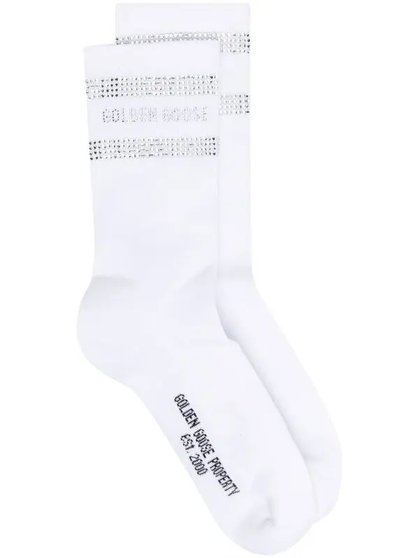 Golden Goose Crystal-embellished Socks - White
