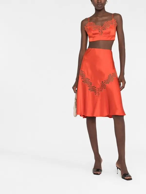 Stella McCartney Lace-insert Satin Midi Skirt