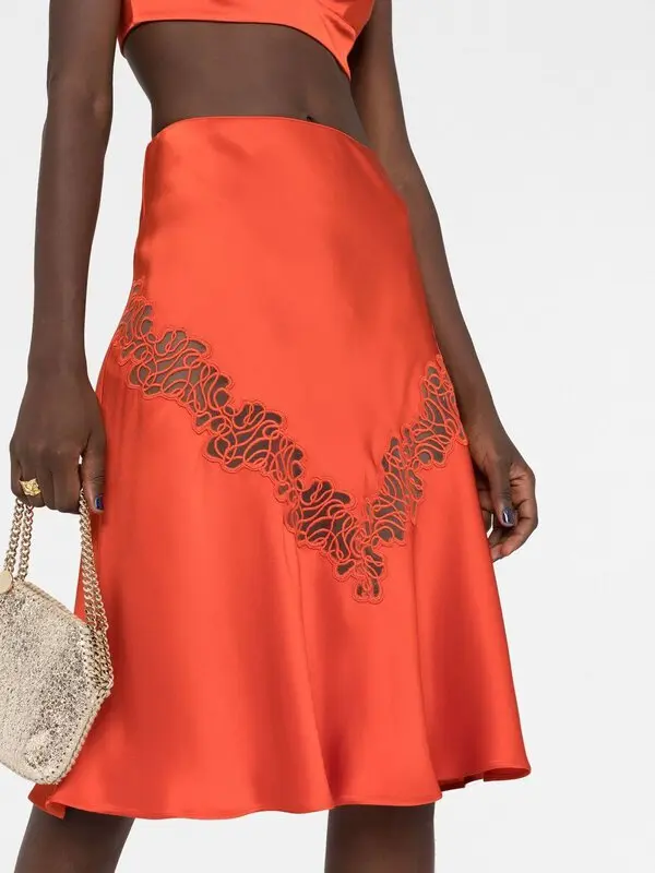 Stella McCartney Lace-insert Satin Midi Skirt