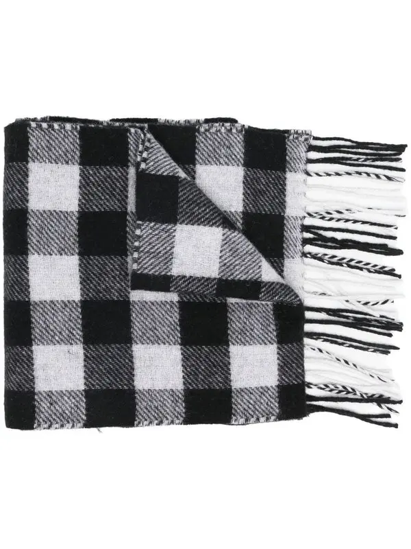 Woolrich Check-pattern Fringed-edge Scarf - Black