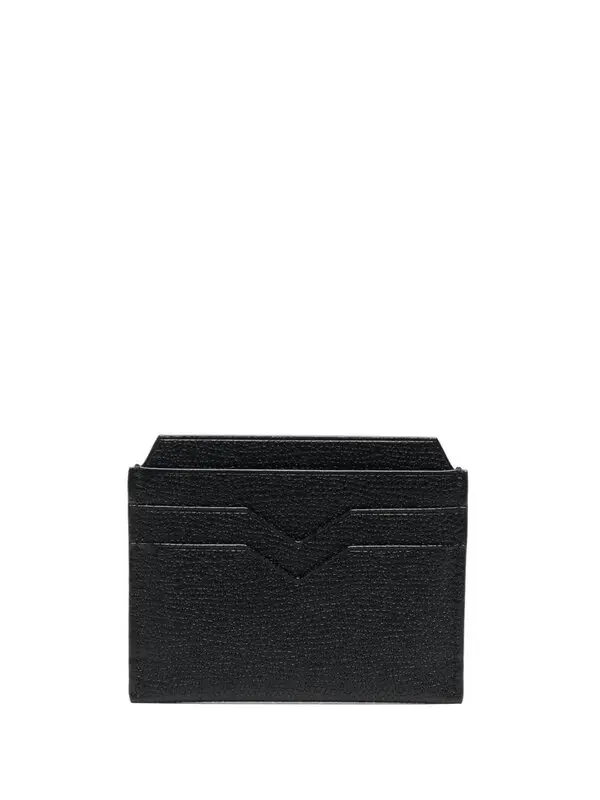 VALEXTRA V-shape Detail Leather Cardholder - Black
