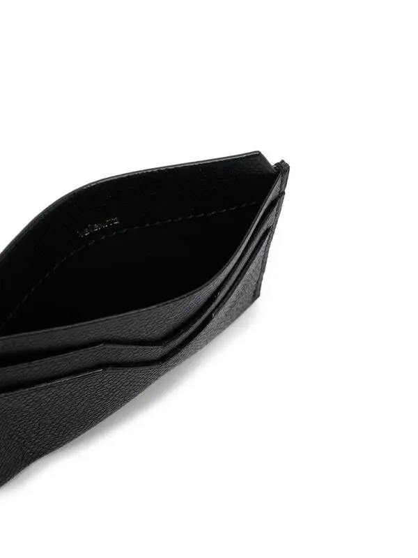 VALEXTRA V-shape Detail Leather Cardholder - Black