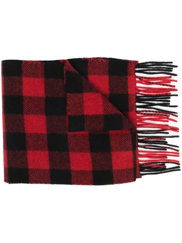 Woolrich Check-pattern Fringed-edge Scarf - Red