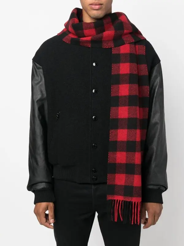 Woolrich Check-pattern Fringed-edge Scarf