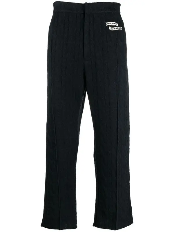 Opening Ceremony Embroidered-logo Cable Knit Trousers