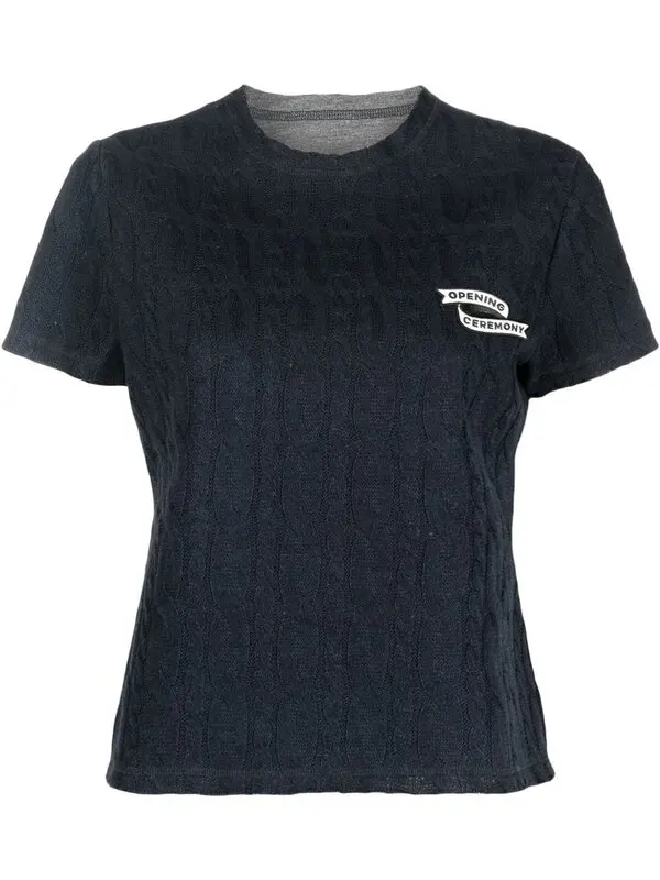 Opening Ceremony Embroidered Logo Cable-knit T-shirt