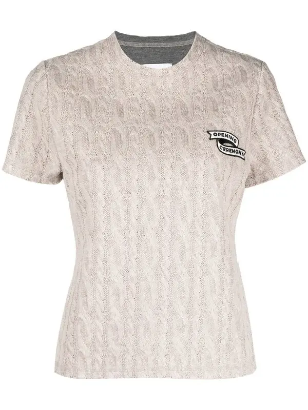 Opening Ceremony Embroidered Logo Cable-knit Top - Neutrals