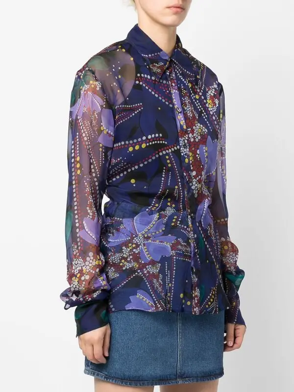 Dsquared2 Floral Print Semi-sheer Shirt