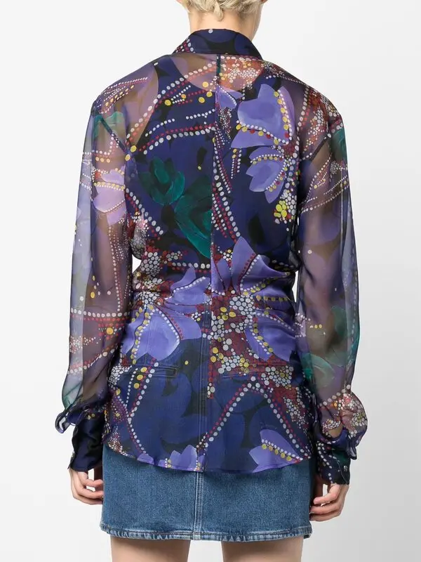 Dsquared2 Floral Print Semi-sheer Shirt