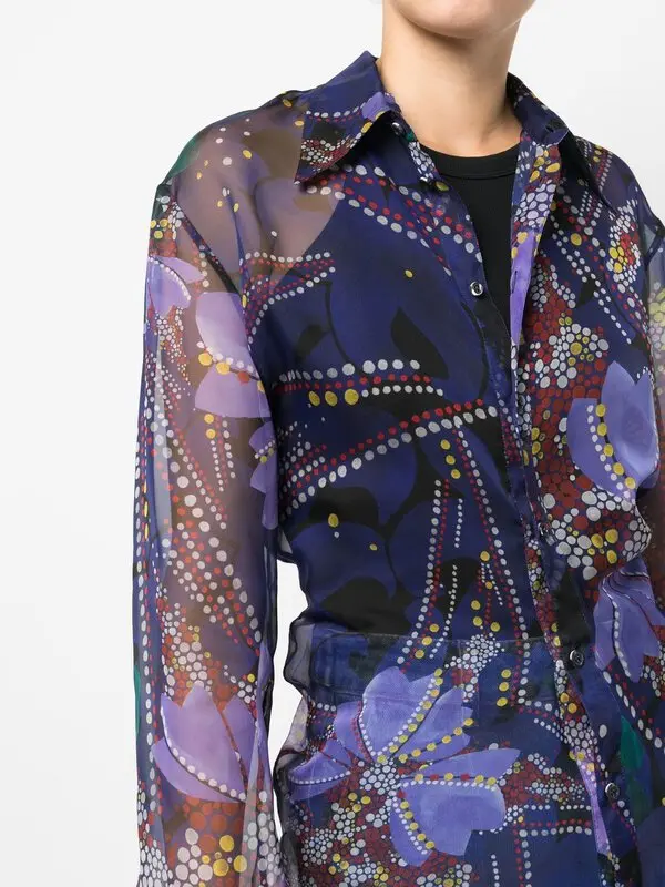 Dsquared2 Floral Print Semi-sheer Shirt