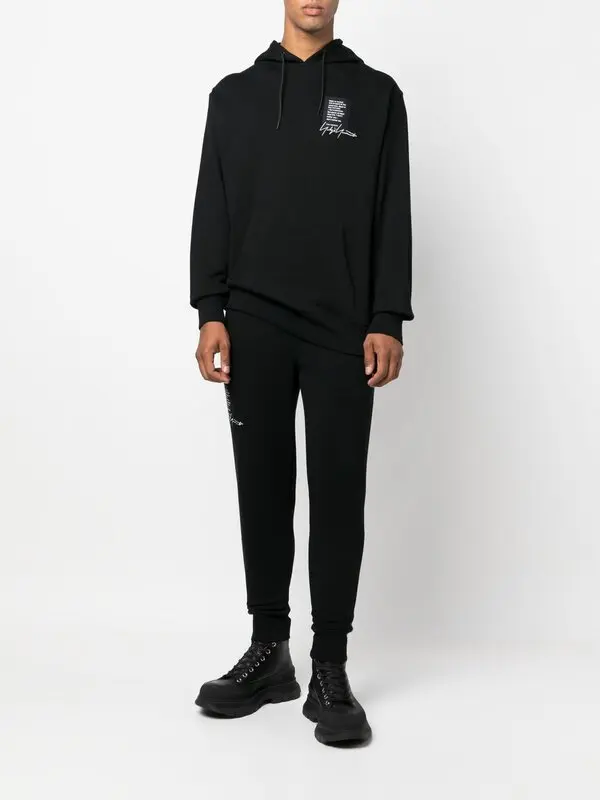 Yohji Yamamoto Quote-patch Drawstring Hoodie