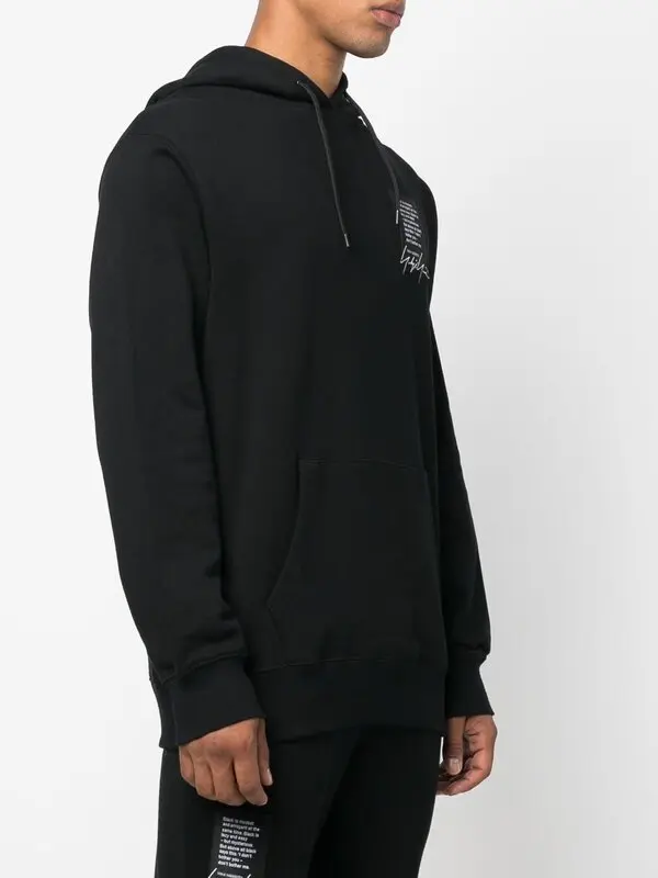 Yohji Yamamoto Quote-patch Drawstring Hoodie