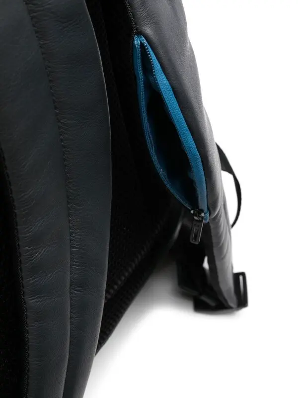 PIQUADRO Leather Rectangle Backpack - Black