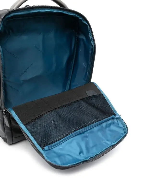 PIQUADRO Leather Rectangle Backpack - Black