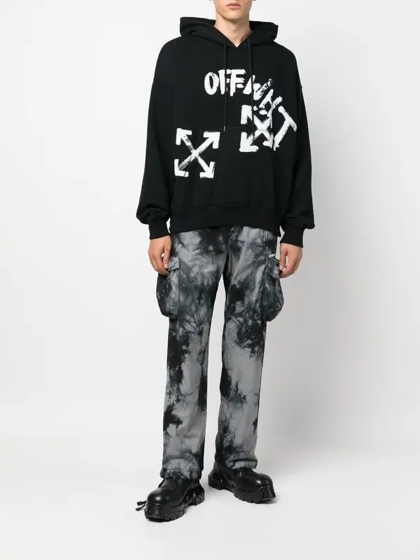 Off-White Graphic-print Cargo Trousers - Grey