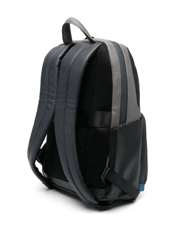 PIQUADRO Leather Backpack With Embroidered Logo