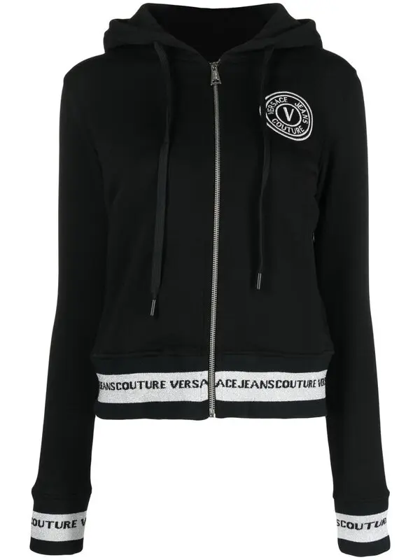 Versace Logo-embroidered Zip-up Hoodie