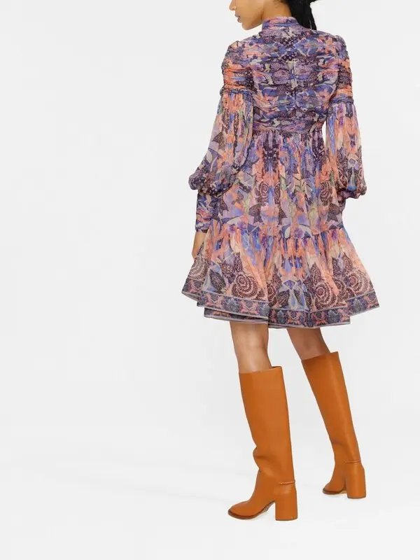 Zimmermann Celestial Print Ruched Mini Dress