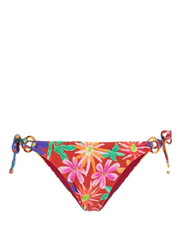 PatBO Aster Floral-print Bikini Bottom - Red