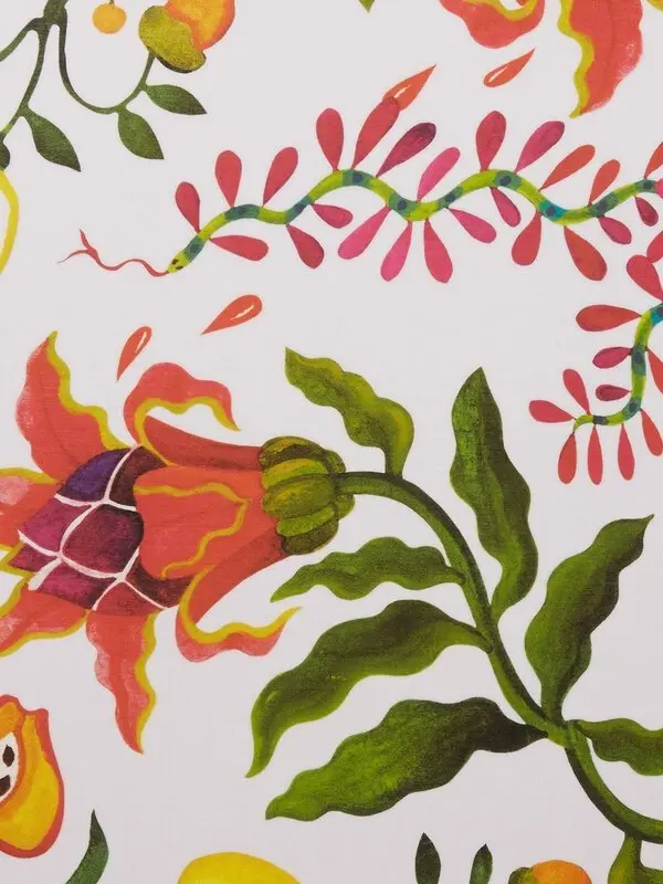 La DoubleJ Floral-print Wood Tray