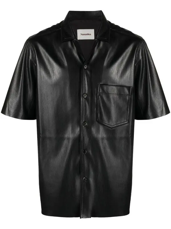 Nanushka Camp Faux-leather Shirt