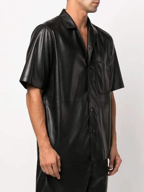 Nanushka Camp Faux-leather Shirt
