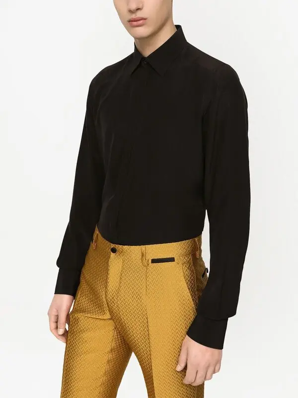 Dolce & Gabbana Silk Long-sleeve Shirt - Black