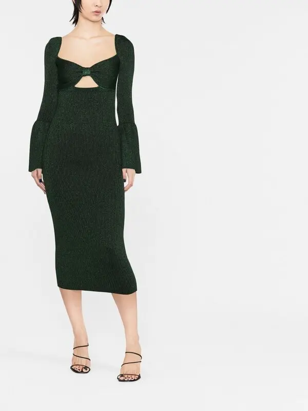 Self-Portrait Bow-Detailed Cut-Out Midi Dress In Green - 76% Off |  Editorialist